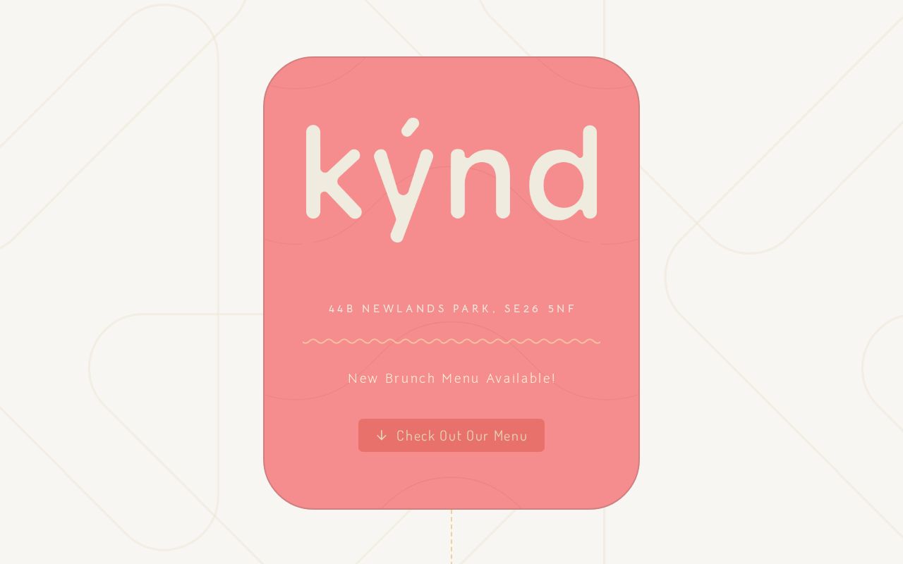 Kynd Soft Launch Menu